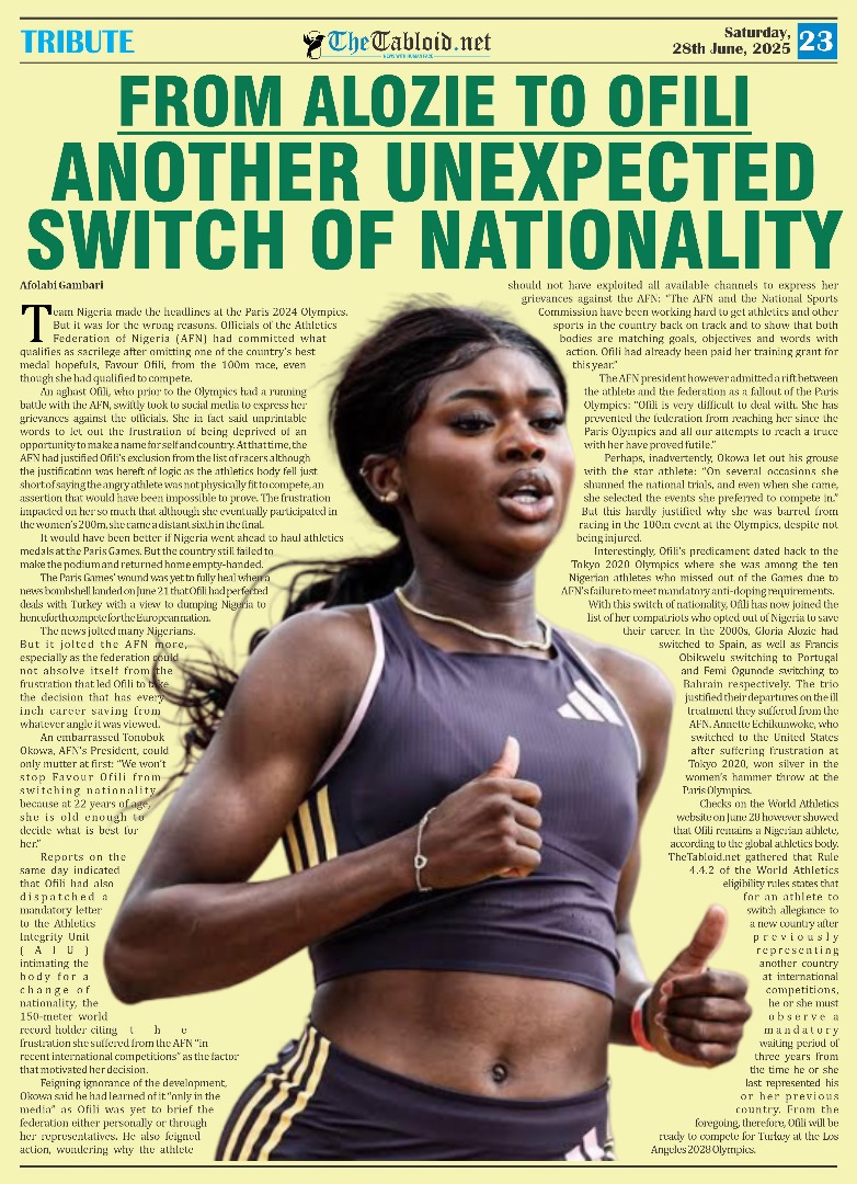 From Alozie to Ofili: Another unexpected switch of nationality
