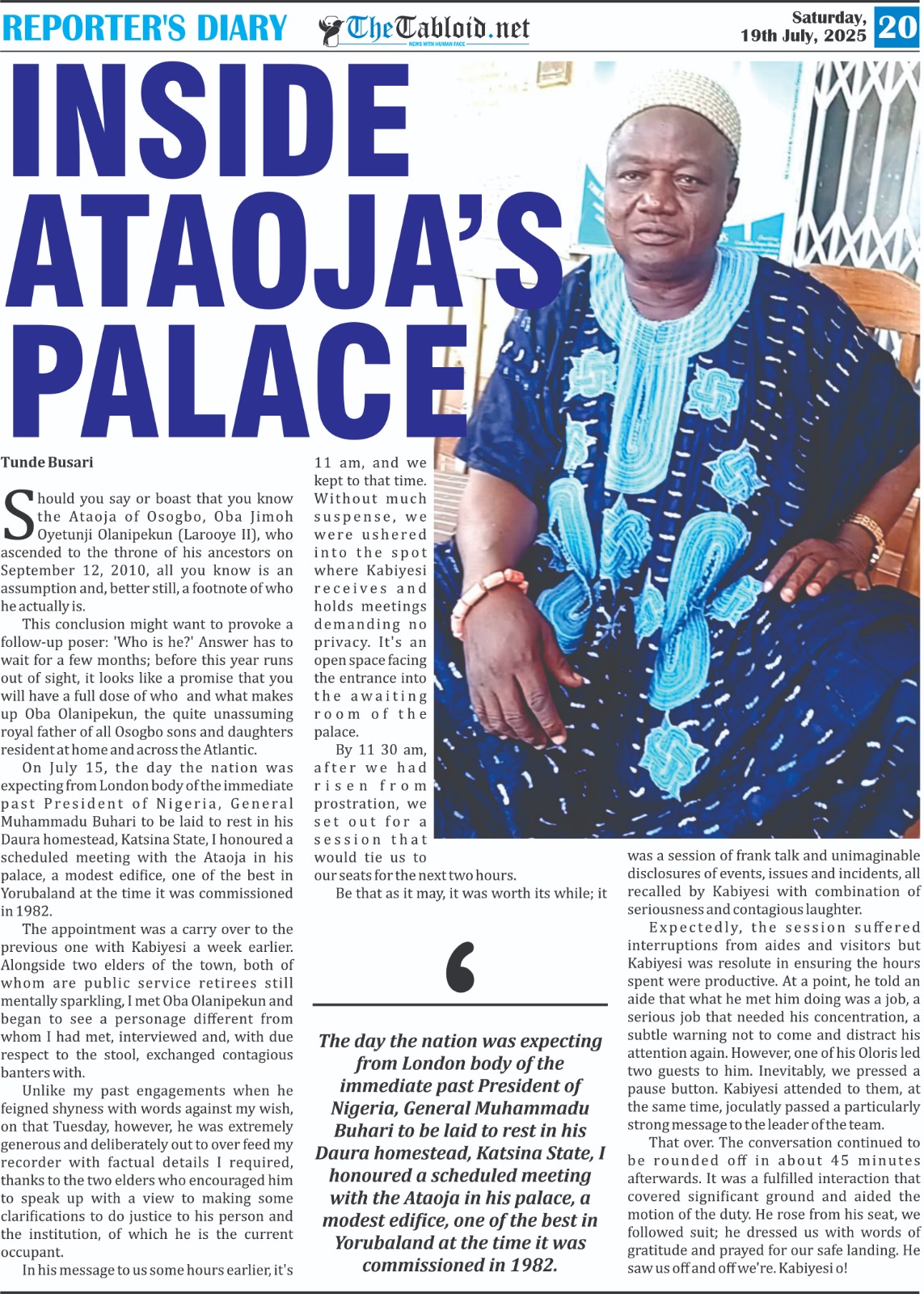 Inside Ataoja's palace